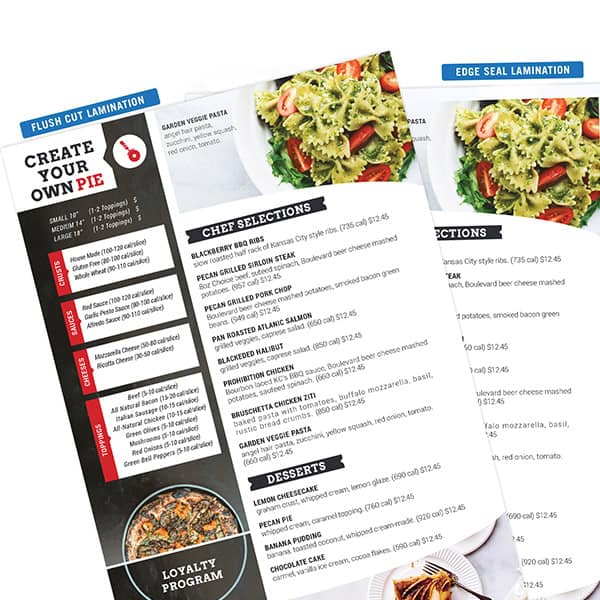 Waterproof Laminated Restaurant Menus - Trabon Group